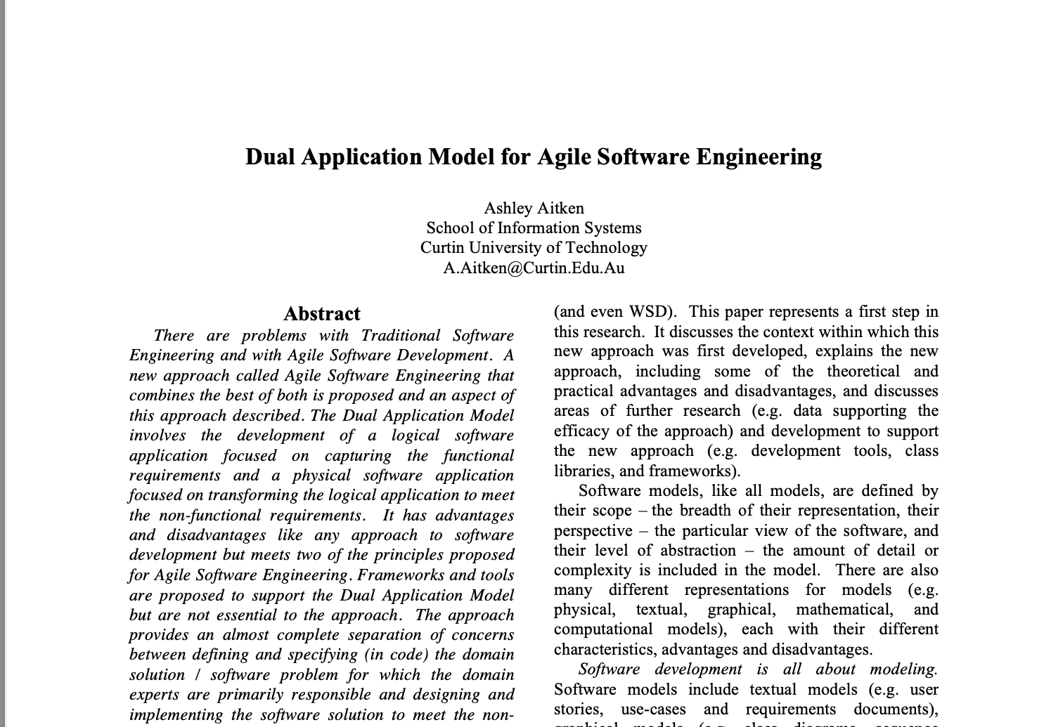 Dual Application Model - Running Code Productions